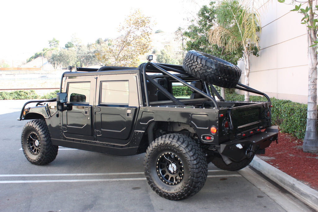 Hummercore Hummer H1 Slant Back Tire Carrier - For Soft Top Truck